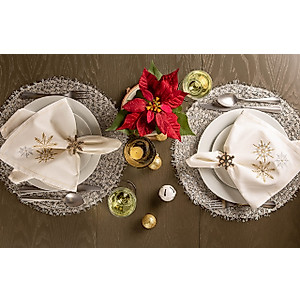 DII Holiday Dining Table Linen Sparkle Metallic Kitchen Décor, Napkin Set, 20x20, Gold & Silver Snowflakes, 6 Piece