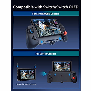NexiGo Gripcon, Enhanced Switch/Switch OLED Controller for Handheld Mode, Ergonomic Controller for Nintendo Switch OLED with 6-Axis Gyro, Mapping Function, Black