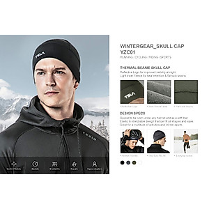 TSLA Men and Women Thermal Fleece Skull Cap, Winter Ski Cycling Under Helmet Liner, Running Beanie Hat, Cap 1piece Dim Army Green, One Size
