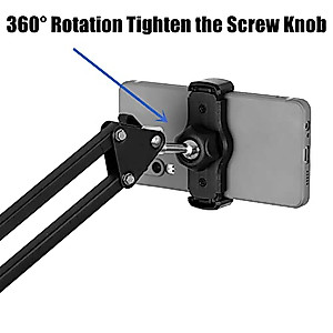 WANBY Overhead Phone Stand Articulating Arm Table Stand Mount Flexible 360° Rotation Cell Phone Clip Holder for All Smart Phone Microphone