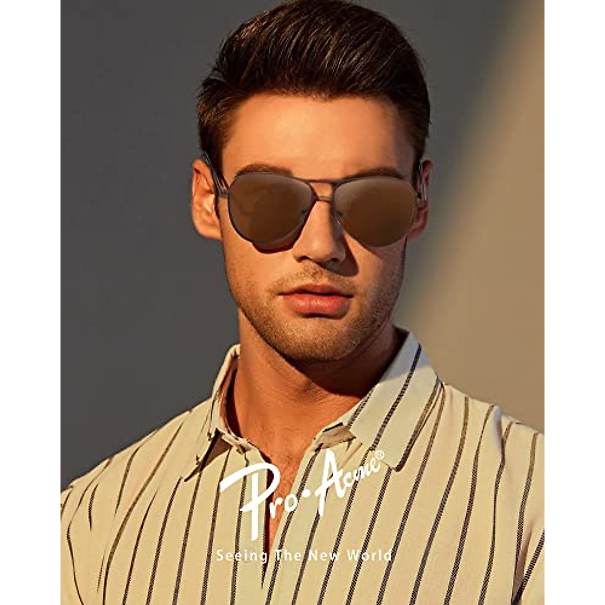 Pro Acme Aviator Sunglasses for Men Women Polarized Metal Spring Legs Sun Glasses UV 400 Protection 62MM(Black + Brown)