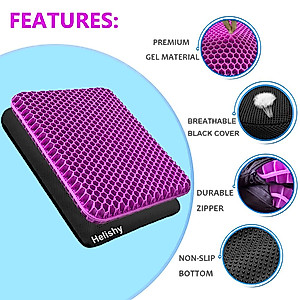 Gel Seat Cushion, Double Thick Egg Gel Cushion for Pressure Pain Relief, Breathable Wheelchair Cushion Chair Pads for Car Seat Office Chair (Voilet)