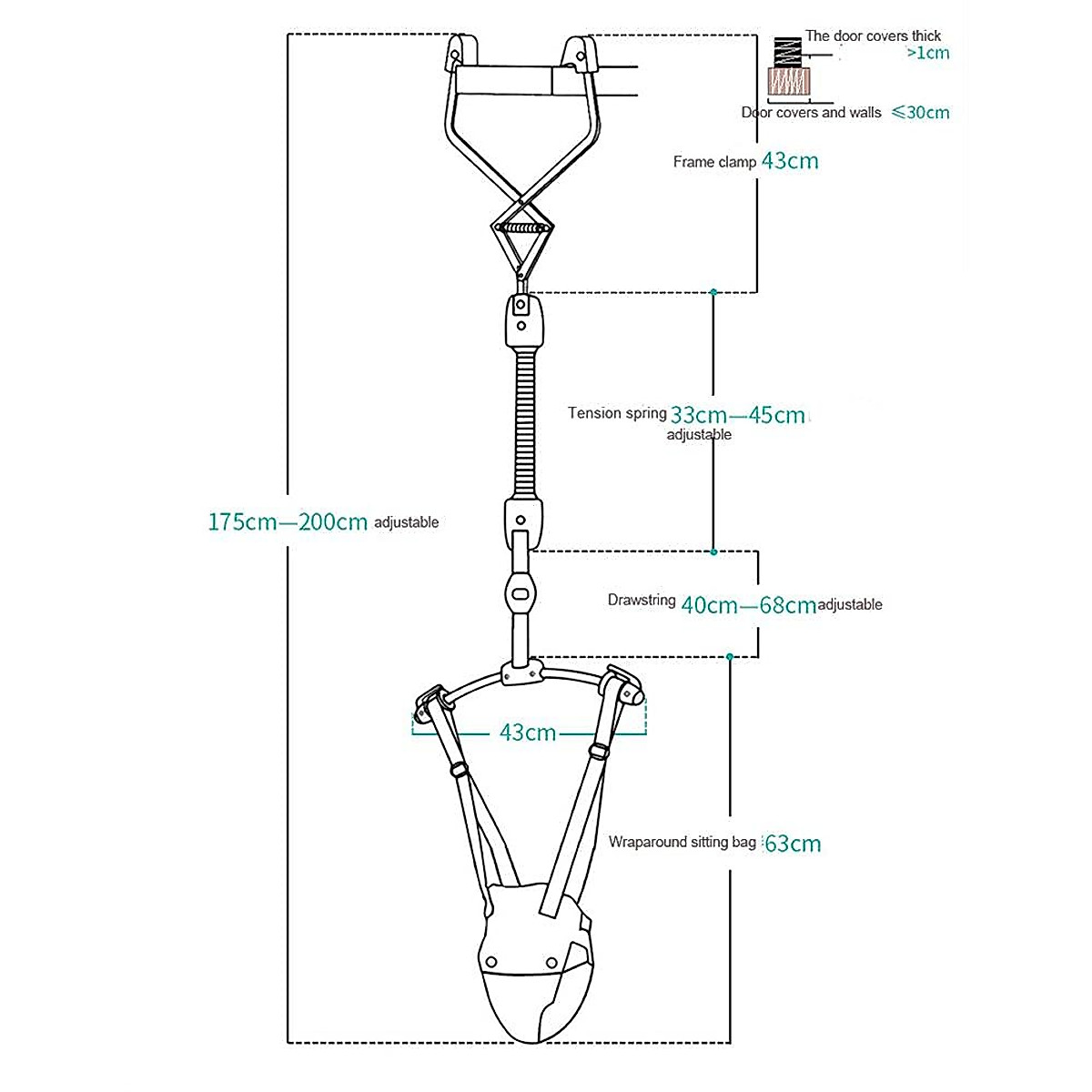 Xiangtat Baby Door Jumper, Playful Parade Door Jumper Door Clamp Adjustable Strap for Toddler Infant 6-24 Months (Blue)