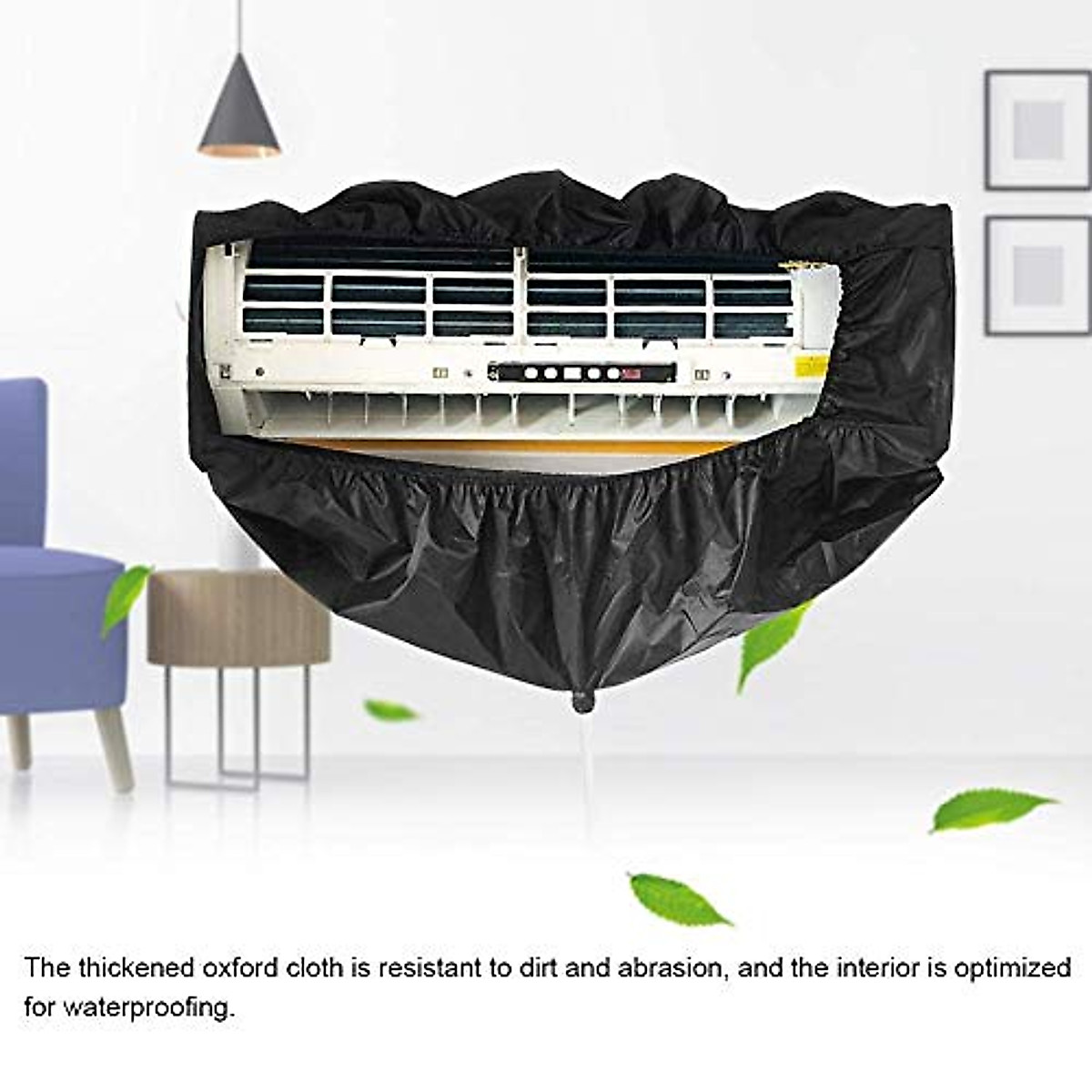 Air Conditioning Bag, Wall-Mounted Waterproof Air Conditioner Protector Bag Washing Cover for Home Office, Black