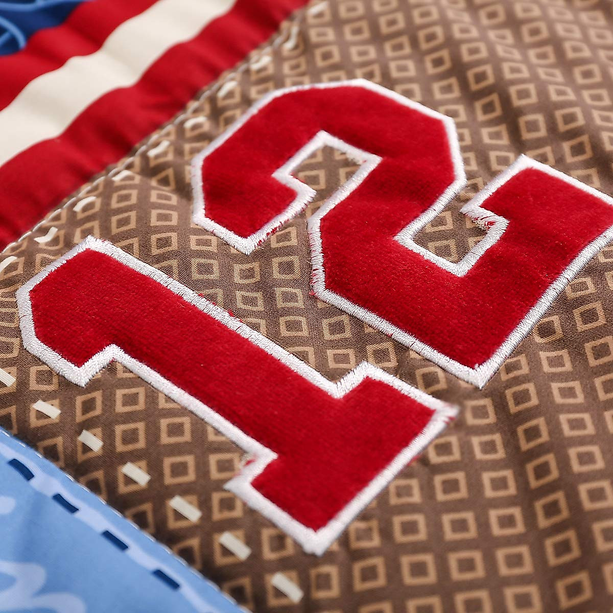 2 PCs Brown Sports Themed Nursery Crib Bedding Set Quilt Fitted Sheet American Ruby Baseball Sports Baby Boy Cot Bedding Set