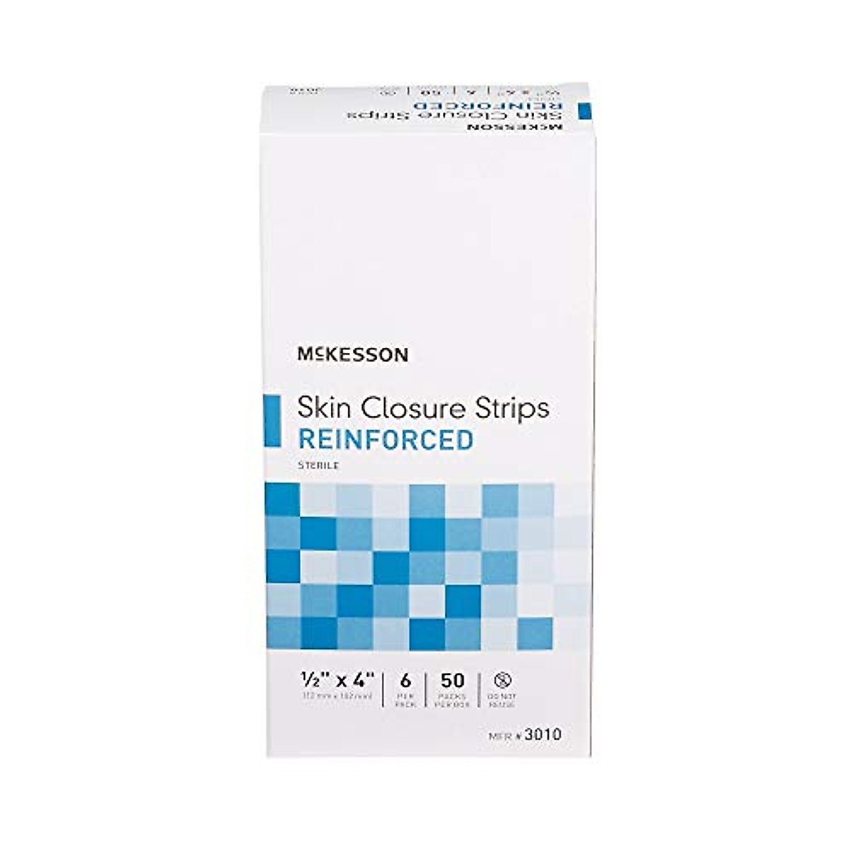 McKesson Skin Closure Strips, Sterile, Reinforced, 1/2 in x 4 in, 50 Count