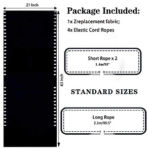 Zero Gravity Chair Replacement Fabric with Bungee Cord Kit, 21 Inch Wide Repair Cloth with Replacement Cord for Oversized XL Anti Gravity Chairs Outdoor Recliner Patio Lounge Lawn Beach Sling Chair