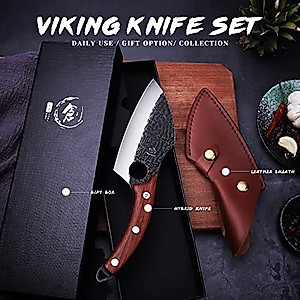 DRAGON RIOT Forged Boning Knife with Leather Sheath Huusk Japan Chef Knife Carbon Steel Meat Butcher Chef Knife Outdoor BBQ Knives for Kitchen Camping with Gift Box