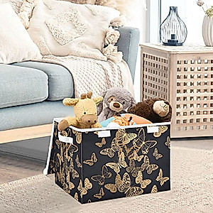 innewgogo Butterflies Storage Bins with Lids for Organizing Cube Cubby with Handles Oxford Cloth Storage Cube Box for Study Room