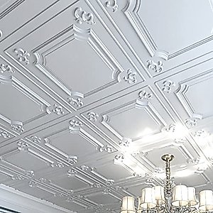 Art3d Drop Ceiling Tiles 24x24 in White (12-Pack, 48 Sq.ft), Wainscoting Panels Glue Up 2x2