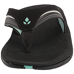 Reef Women's Sandals, Girls Slap 3, Black/Black/Aqua, 5