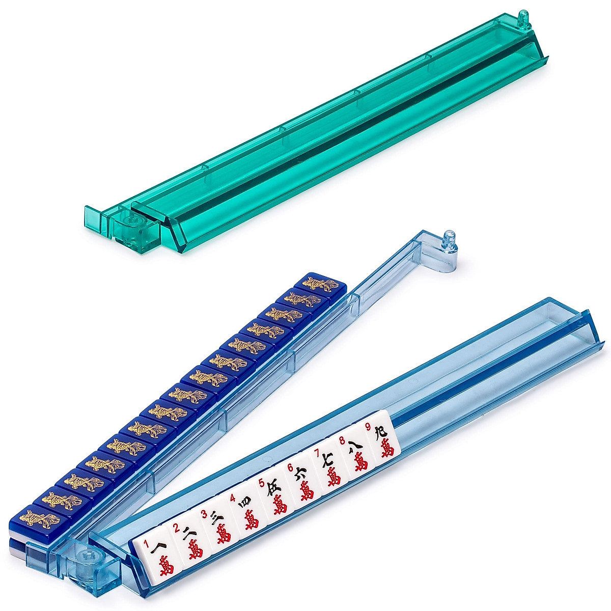 Yellow Mountain Imports American Mahjong Set, Heather with Soft Case - All-in-One Racks with Pushers, Scoring Coins, Dice, and Wind Indicator