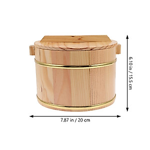 1 Set Cask Rice Cask Stainless Steel Containers Salad Containers Cake Containers with Lids Rice Storage Container Sushi Oke Rice Bowl Wooden Container with Cover Wooden Rice Bucket