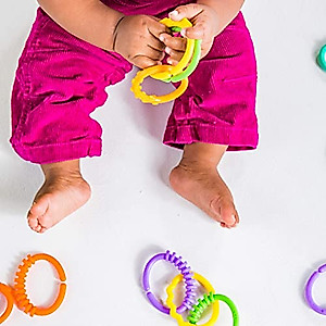 Bright Starts Lots of Links Rings - for Stroller or Carrier Seat - BPA-Free 24 Pcs, Ages 0 Months Plus