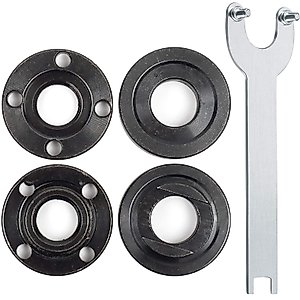 KOWOOD 4-1/2" 5" 5pcs Angle Grinder Flange Nuts with Spanner Compatible for Dewalt Makita Angle Grinder Flange with 5/8"-11 threaded shaft
