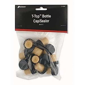 T-Top Bottle Cap Sealer/Stopper, Black and Cork, 12 Each in A Card