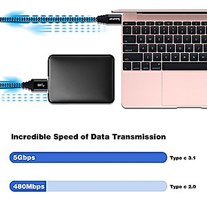 Type C to Micro B Cable, iSeekerKit USB 3.0 USB-C to Micro USB 1Ft Charge & Data Sync Cable Compatible for Samsung Galaxy S5/ Note 3, Toshiba Canvio, WD External Hard Drive