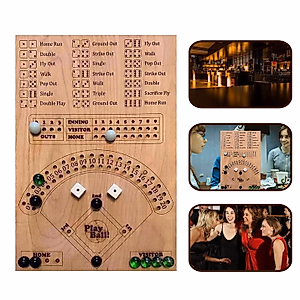 GAOMEIDA Baseball Dice Board Game Wooden Dice and Marbles Board Game Fun Baseball Board Game with dice for Kids Adults Gift,
