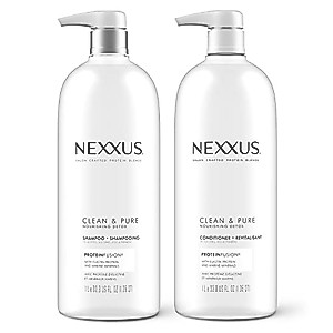 Nexxus Clean and Pure Clarifying Shampoo and Conditioner With ProteinFusion, 2-Pack for Nourished Hair Paraben Free Salon Shampoo 33.8 oz