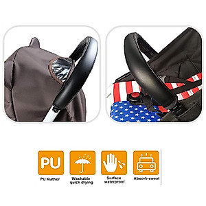 CHILDHOOD Baby Stroller Armrest Handle Sleeve Cover Universal Handle Cover Artificial Leather Black