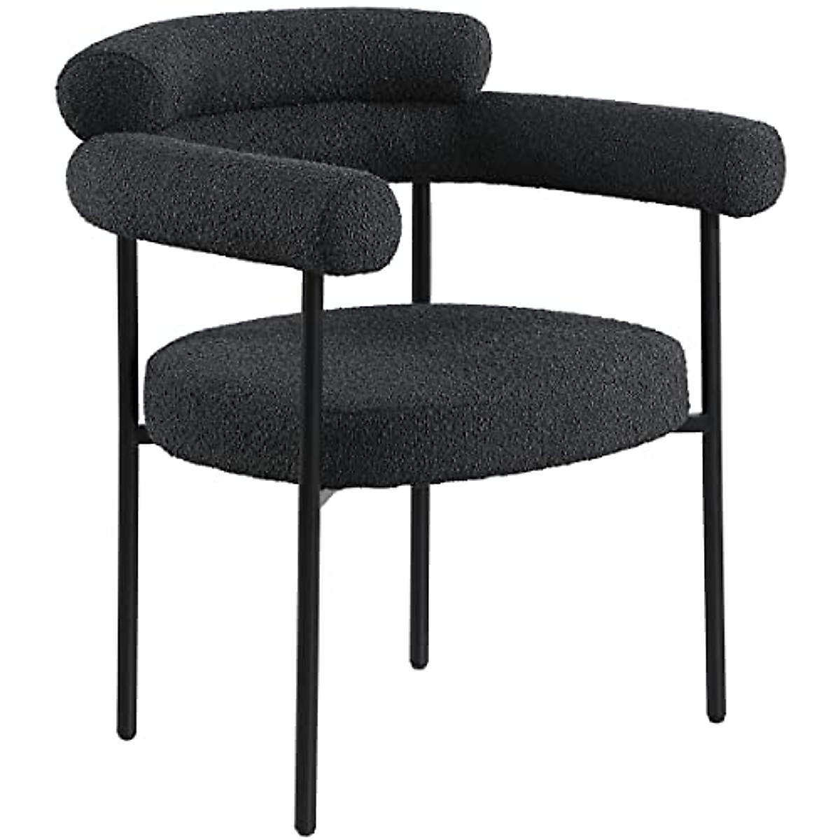 Meridian Furniture Blake Collection Modern | Contemporary Boucle Fabric Upholstered Dining Chair with Metal Frame, Set of 2, 28.5" W x 24" D x 31.5" H, Black