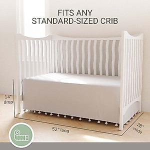 Tadpoles Crib Skirt with Tassel | 28" x 52" with a 14" Drop | Made of 100% Softly Brushed Microfiber Polyester | Easy to Care for | Soft, Smooth, Breathable & Durable | Ideal for Babies | Grey