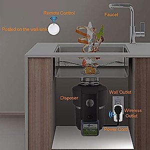 Garbage Disposal Wireless Switch Kit,Remote Control Outlet Wireless Switch for Household Appliances, Compatible with Garbage Disposal Under 2HP