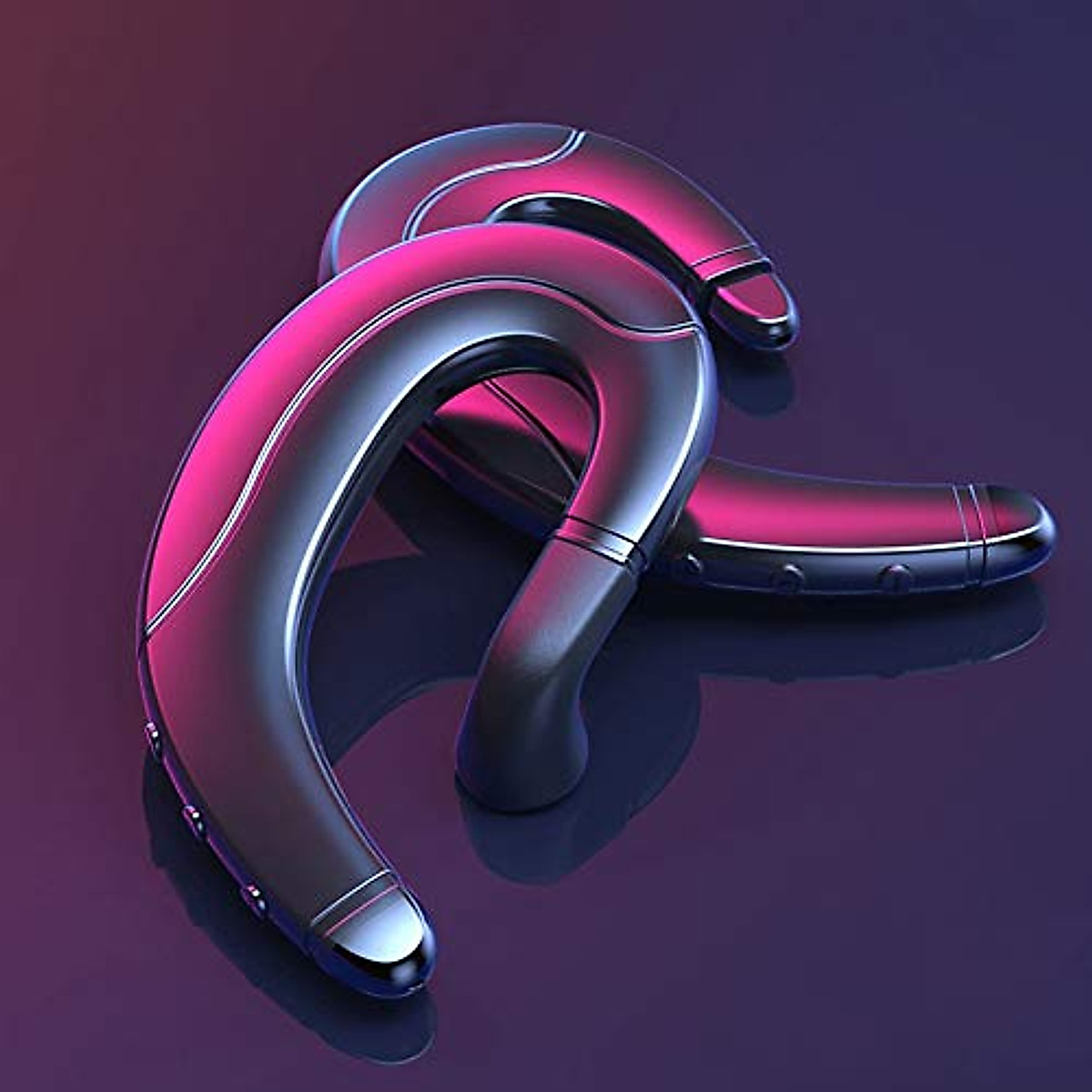 Wireless Bluetooth Headphone，Bone Conduction Ear Hook Bluetooth 5.0 HiFi Stereo Wireless Earphone Headset Deep Bass Built-in Mic,for Running/Gaming/Workout Black One Size