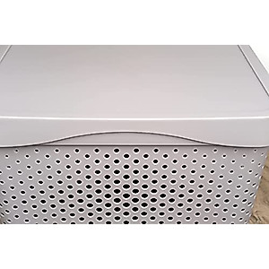 HANAMYA Lidded Storage Bin Organizer | Storage Organizing Container, 16 Liter, Set of 4, Gray