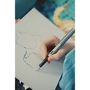 Lamy AL-star Fountain Pen - Elegant Design Cool Pens, Best Pens For Smooth Writing, Light Aluminum - Ocean Blue Broad Point Pen