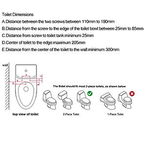 Bluting Bidet Attachment for Toilet,Left Handed Dual Nozzle Cold and Hot Water Spray,Non-Electric Mechanica Toilet Bidet,Water Pressure Control,ABS,for Pregnant/Elderly/Overweight,White-3/8
