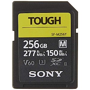Sony TOUGH-M series SDXC UHS-II Card 256GB, V60, CL10, U3, Max R277MB/S, W150MB/S (SF-M256T/T1), Black