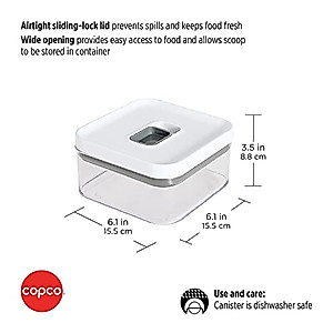 Copco Food and Organization Storage Container with Airtight Lid, 1.2-Quart, Clear