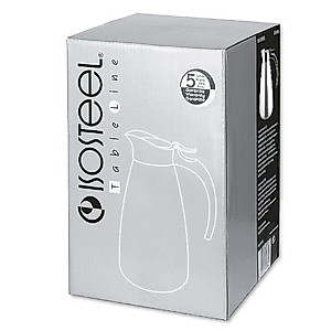 Isosteel 0.6 Litre 18/ 8 Stainless Steel Tableline Double-Walled Straight Shape Vacuum Pot with Flap Lid, Silver