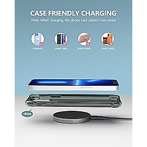 【UV-Coating】 Magnetic Wireless Charger,Qi-Certified Wireless Charging Pad Mag-Safe Charger Compatible with iPhone 14/14 Plus/14 Pro/14 Pro Max, iPhone 13/13 Pro/13 Pro Max/13 Mini, Mag Charging Grey