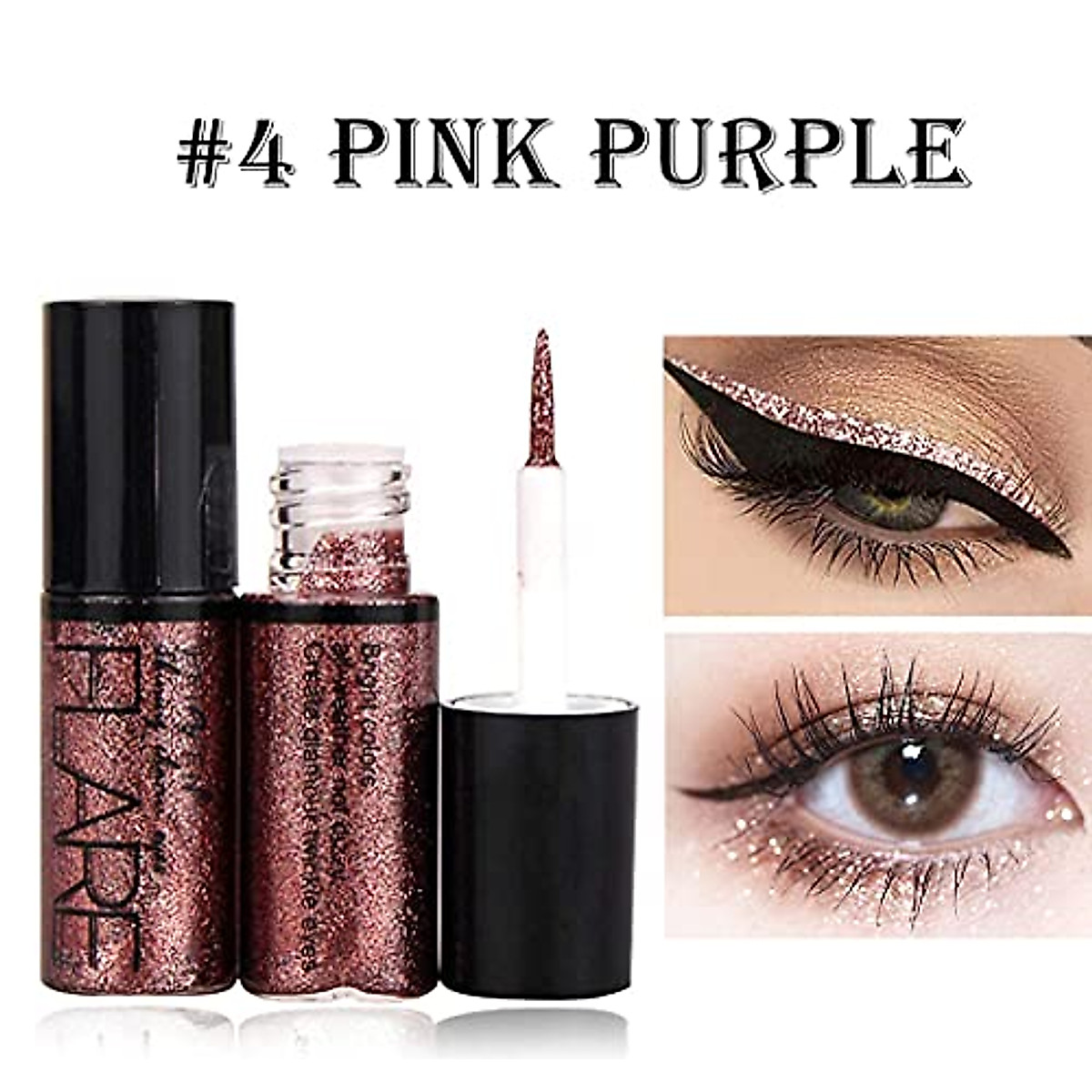ETEDES Glitter Eyeshadow liquid Eyeliner, Long Lasting Waterproof Shimmer Metallic Glitter Eyeshadow 4 clours (Styles #2)
