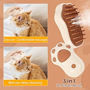 Steam Brush for Cats, 3 In 1 Cat Steamy Brush, New Upgraded Silicone Self-Cleaning Spray Cat Brush for Shedding, Pet Steam Brush, Dog Steam Brush, Pet Hair Cleaning Brush for Cat Dog