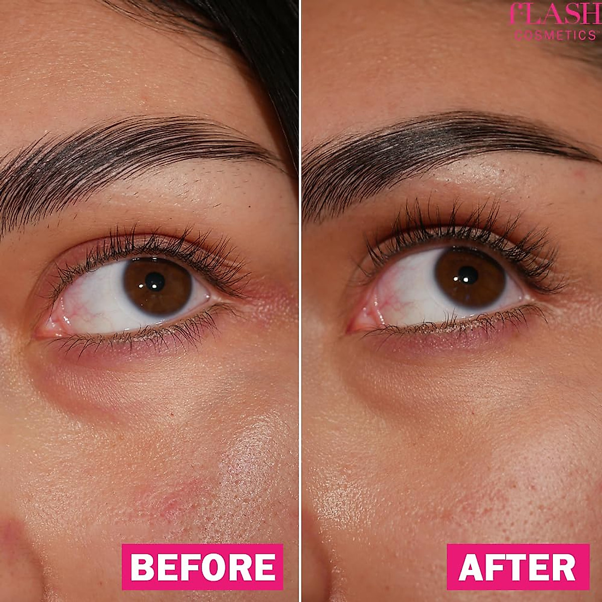 fLASH Eyelash Serum, Serum for Long, Curled Lashes - Enhances and Strengthens Your Natural Lashes - Safe and Effective Formula, 3-Month Supply