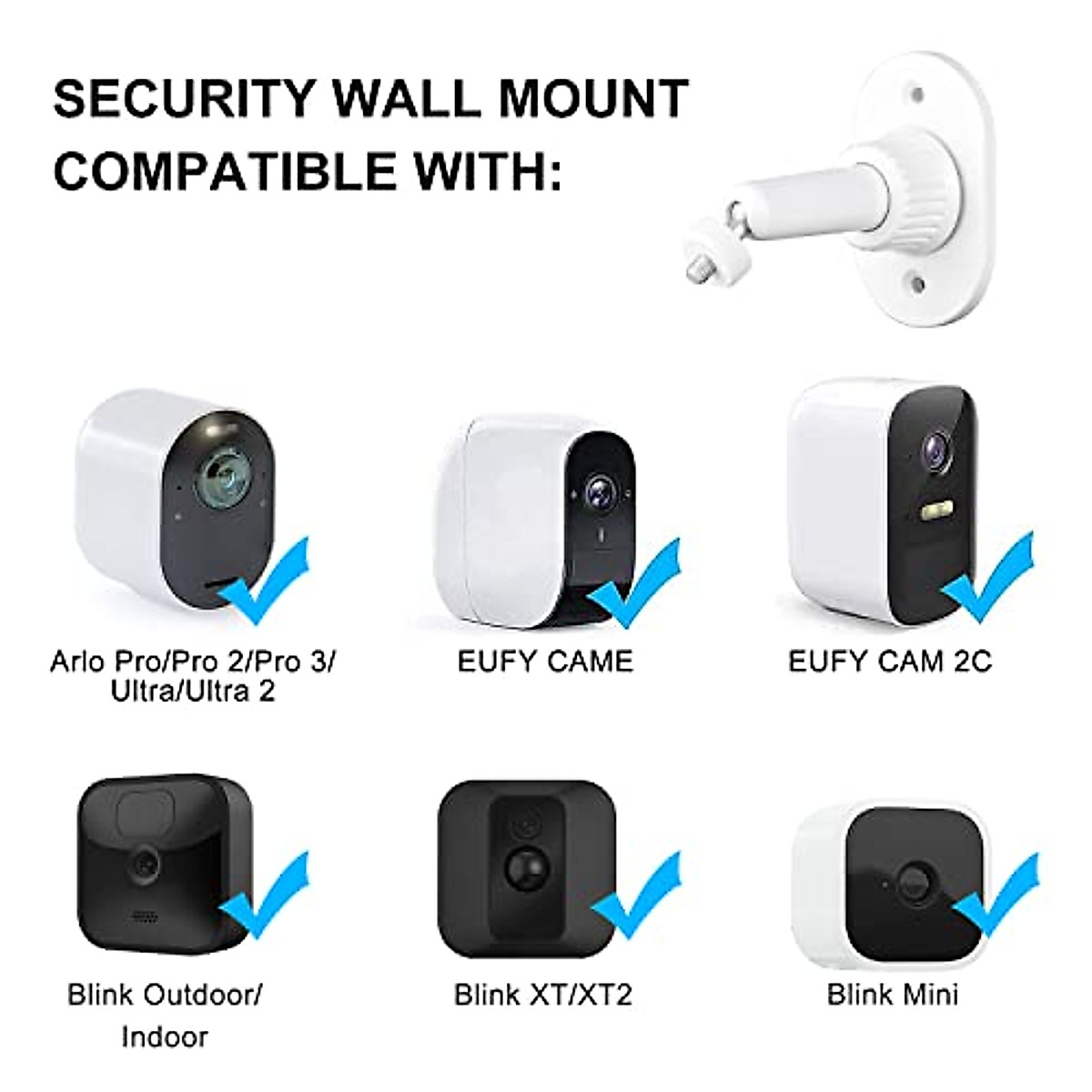 2Pack Strong Adhesive Wall Mount Compatible with Ring Stick Up Cam Wired/Battery and Ring Indoor Cam HD Security Camera,360 Degree Adjustable Mounting Bracket for Camera with 1/4 Screw Head