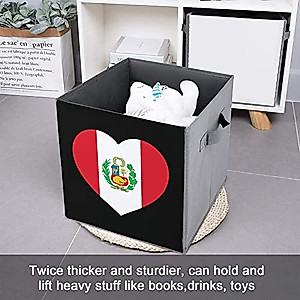 Love Peru Heart Collapsible Storage Bins Basics Folding Fabric Storage Cubes Organizer Boxes with Handles