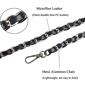BEAULEGAN Purse Chain Strap - Microfiber Leather - Replacement for Crossbody Shoulder Bag - 51 Inch Long, Black/Gold