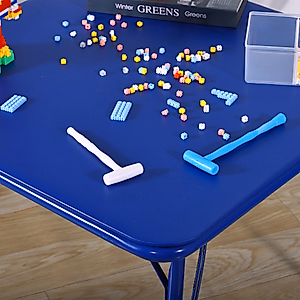 Peekabu Kids Folding Square Table Collapsible Legs Card Table with Padded Tabletop Small Foldable Toddler Activity Table for Indoor Outdoor, 23.5" W X 23.5" D X 20.5" H, Blue