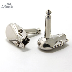 Ancable 4-Pack 1/4" Right Angle Plugs TS Mono Heavy Duty Flat Low Profile Pancake Style for Guitar, Instrument, Speaker/Microphone/Patch Cables - 6.35mm Male 1/4 Inch Phone Plug