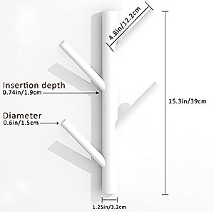 Liywall - 4 Hooks Hanging Pegs Modern Wall Mounted Coat and Hat Rack,Wood Hook Wall Decor Hanger for Bedroom and Bathroom，Heavy Duty Easy Assembly - 3 Pack White