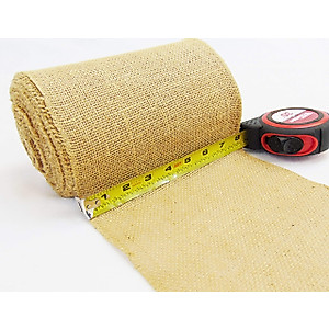 8 inch wide by 60 feet long tight weaved burlap tree plants wrap for protection ribbon | high density finished edges country style indoor outdoor table runner