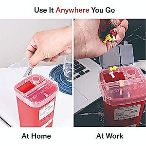 Alcedo Sharps Container for Home Use and Professional 1 Quart (3-Pack) | Biohazard Needle and Syringe Disposal | Small Portable Container for Travel