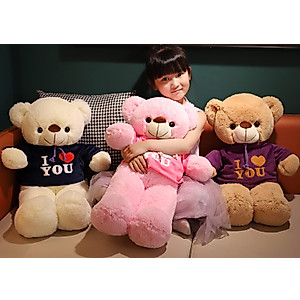 YESGIRL 22.8 inch Large Pink Teddy Bear Valentines Day Stuffed Animal, Soft Stuffed Bear Plush Toy for Her, Birthday Gifts for Girlfriend, Boyfriend, Kids, Boys and Girls