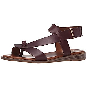 Franco Sarto Womens Glenni Ankle Strap Flat Sandals, Dark Brown, 8.5