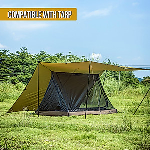 OneTigris 2 Person Mesh Tent, 3 Openings Screen Shelter with Waterproof Bathtub Floor for Outdoors Camping Lightweight Backpacking Thru-Hiking Travel Patio