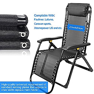 sailimu XL Zero Gravity Chair Replacement Fabric, Hook & Loop Fixed Top Sling Chair Fabric, Oversize Anti-Gravity Folding Lounge Repair Cloth Part for Outdoor Patio Beach Pool Lawn 63x21 Inches
